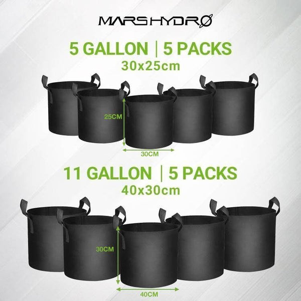 Mars Hydro 11 แกลลอน Farbric Grow Pot Plant Ccontainer (5 แพ็ค)